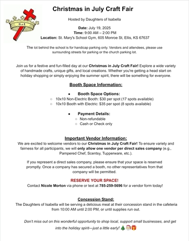 Christmas In July Craft Fair - Nex-Tech Classifieds