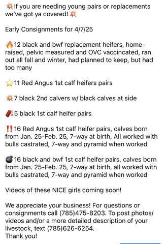 Oberlin Livestock Auction Early Consignments - Nex-Tech Classifieds