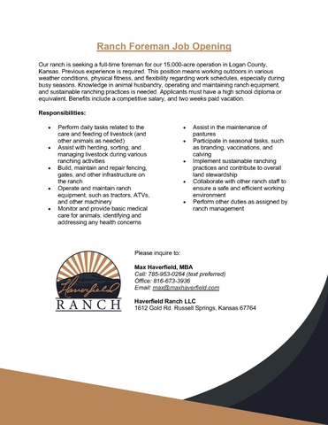 Ranch Foreman Job Opening - Nex-Tech Classifieds