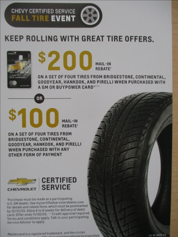 HUGE Tire Sale Ehler Chevrolet Hoisington Kansas thru 11-30 - Nex-Tech ...