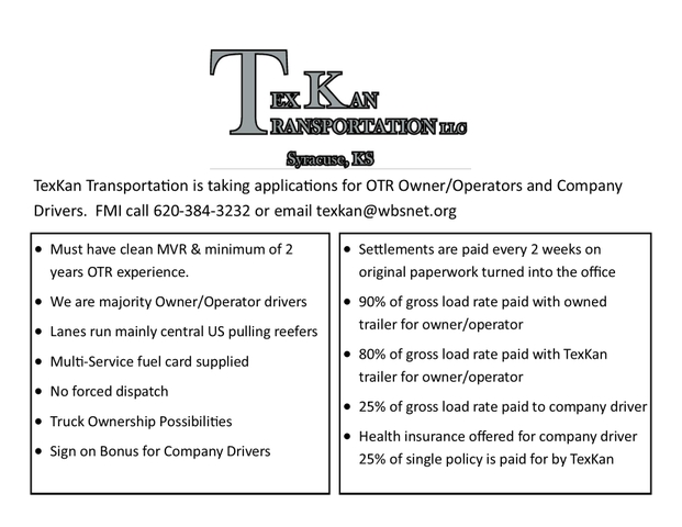 OTR OWNER/OPERATORS & COMPANY DRIVERS - Nex-Tech Classifieds