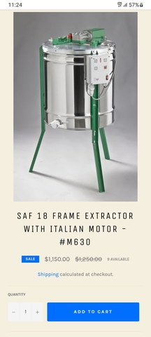 Honey Extractor, 18 Frame Electric Stainless Steel SAF - Nex-Tech ...