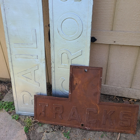 large RR crossing sign - cast iron! railroad 3 piece set - Nex-Tech ...